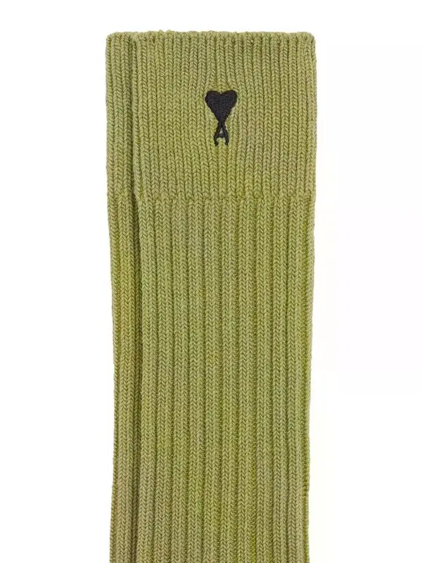 AMI Paris Cotton Blend De Coeur Socks - Green