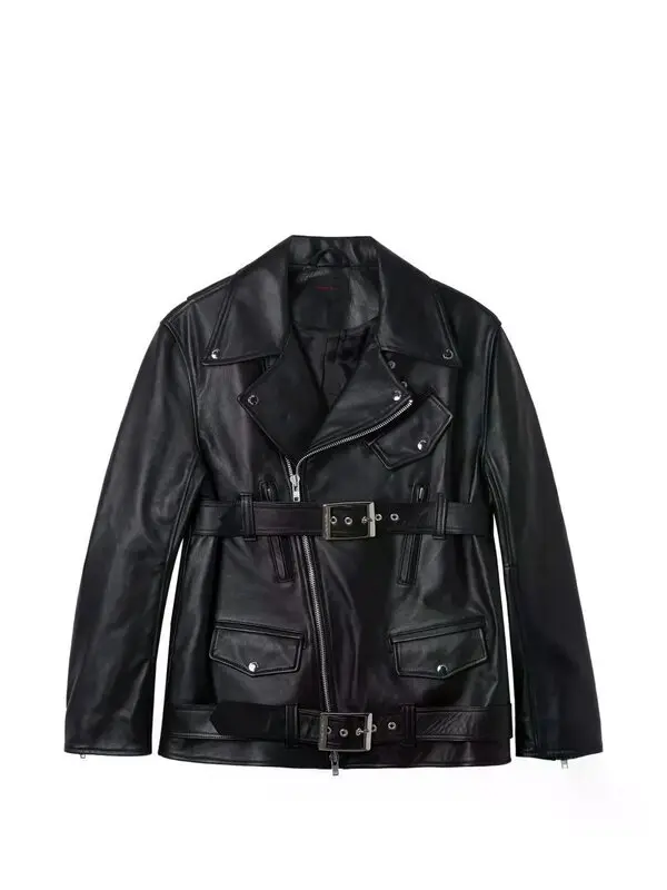 Simone Rocha Belted Leather Biker Jacket