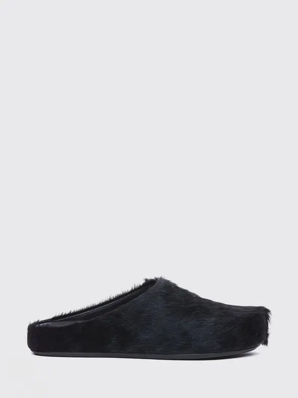 Marni Fur Clogs - Black
