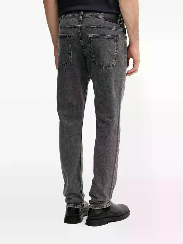 BOSS Tonal Topstitching Straight-leg Jeans - Grey