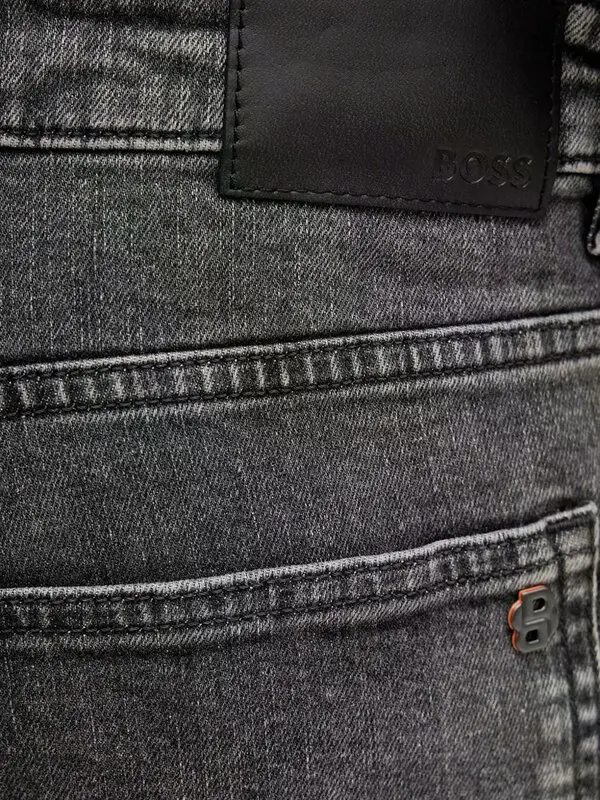 BOSS Tonal Topstitching Straight-leg Jeans - Grey