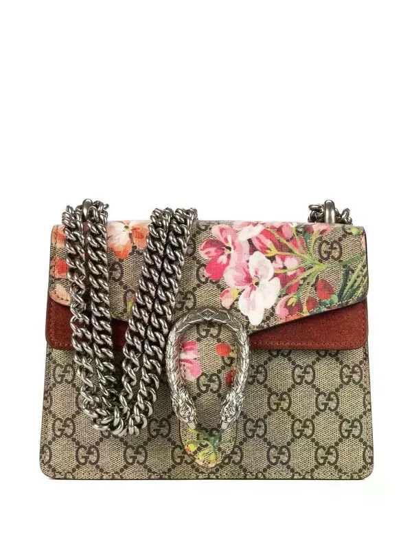 Gucci Floral Print Crossbody Bag With Chain
