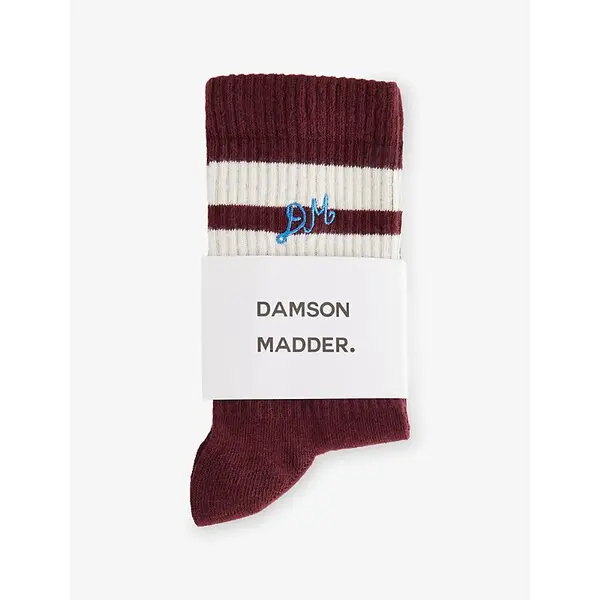 DAMSON MADDER Logo-embroidered Ribbed Socks - Dark Burg