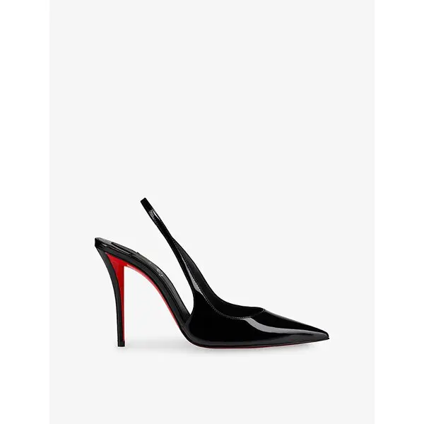 CHRISTIAN LOUBOUTIN Miss Z 100 Patent-leather Slingback Heeled Courts - Black