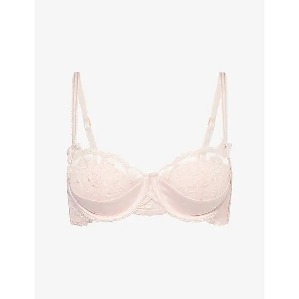 Lounge Tease Balcony Satin Lace Bra - Pink