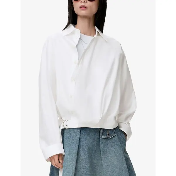 Loewe Draped Long-sleeve Cotton Blend Shirt - White