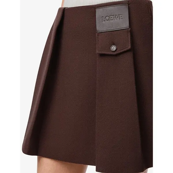 Loewe Pleated Flap-pocket Mini Skirt