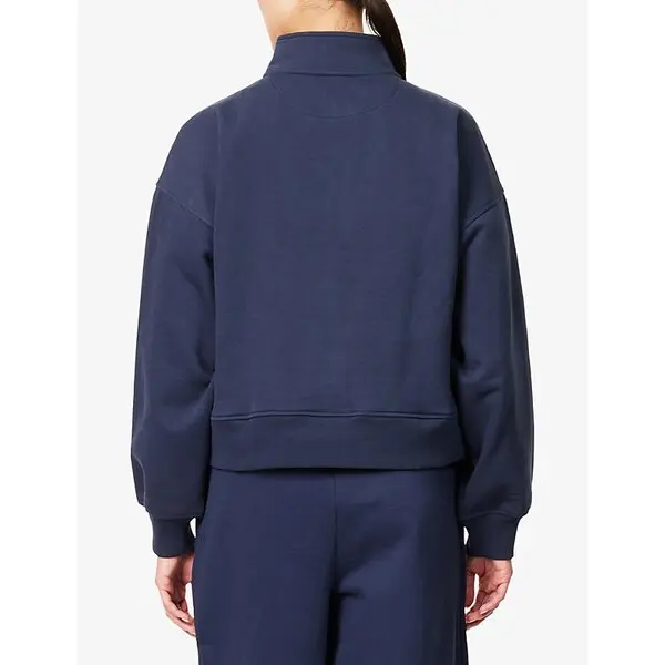 Lounge Logo Embroidery Quarter-zip Cotton-jersey Sweatshirt
