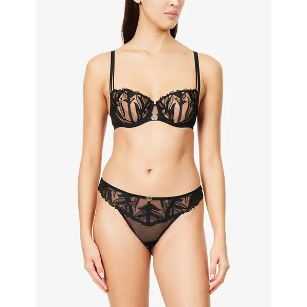 AUBADE Sweet Euphoria Tanga Lace Briefs - Black