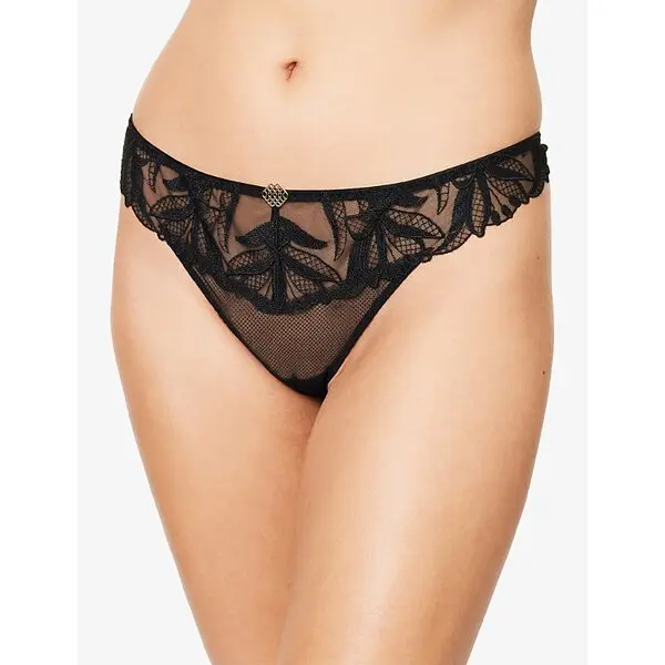 AUBADE Sweet Euphoria Tanga Lace Briefs - Black