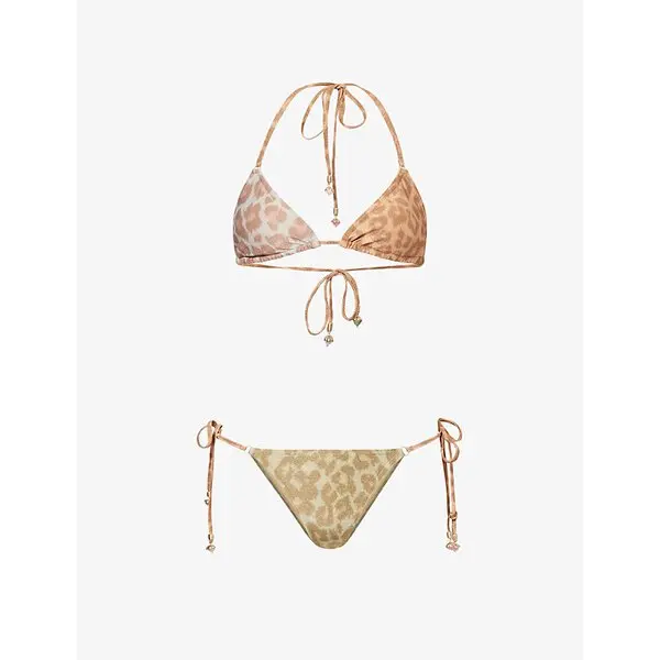 Zimmermann Awaken Metallic Triangle Bikini Set - Spliced Print