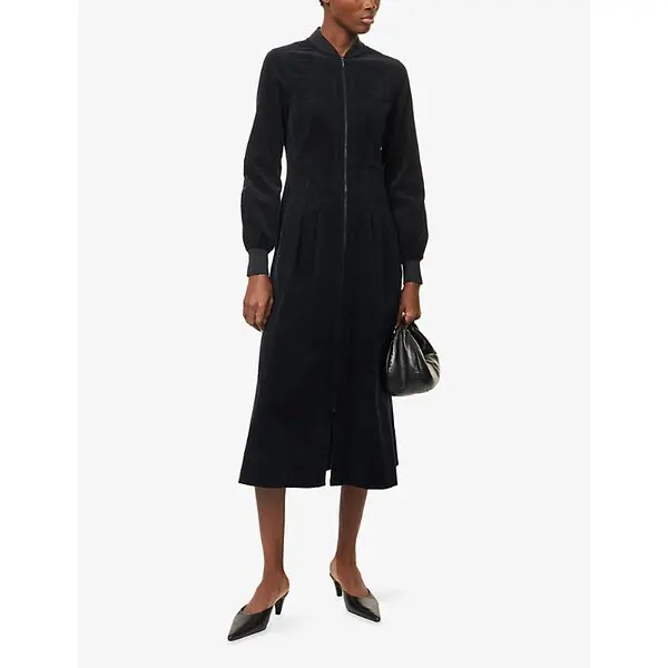 ME+EM Pleated-waist Cotton Corduroy Midi Dress