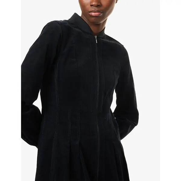 ME+EM Pleated-waist Cotton Corduroy Midi Dress