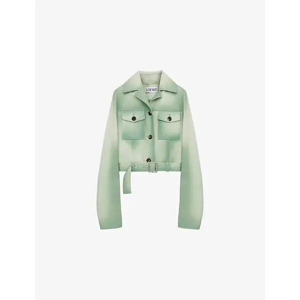Loewe Notched-collar Cropped Leather Jacket