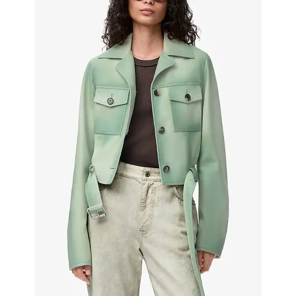 Loewe Notched-collar Cropped Leather Jacket