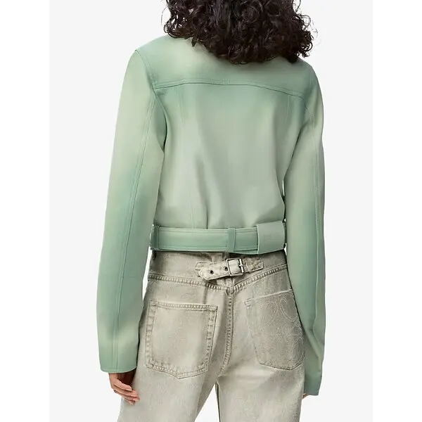 Loewe Notched-collar Cropped Leather Jacket