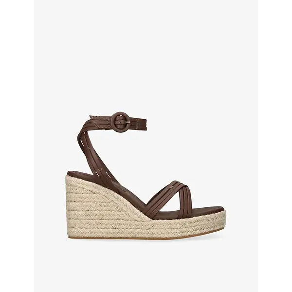 GIANVITO ROSSI Lianne Beach Wedge Leather Sandals - Brown