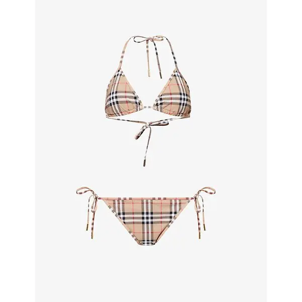 Burberry Check Triangle Bikini Set - Archive Beige Ip Chk