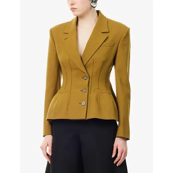 JEAN PAUL GAULTIER Notch-lapel Cinched Wool-blend Blazer