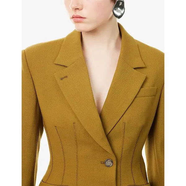 JEAN PAUL GAULTIER Notch-lapel Cinched Wool-blend Blazer
