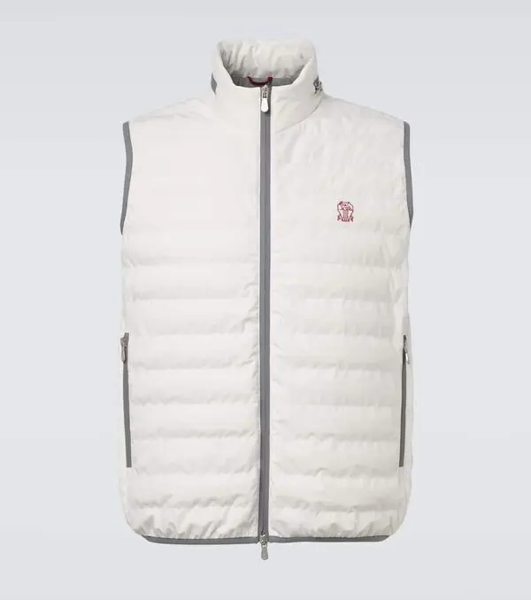 Brunello Cucinelli Logo Down Vest - White
