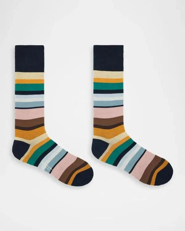 Paul Smith Marek Color-block Crew Socks - 45 Blue