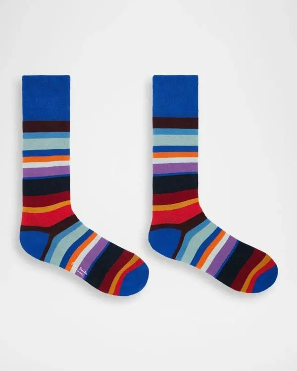 Paul Smith Marek Color-block Crew Socks - 47 Blue