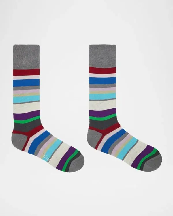 Paul Smith Marek Color-block Crew Socks - 70 Grey