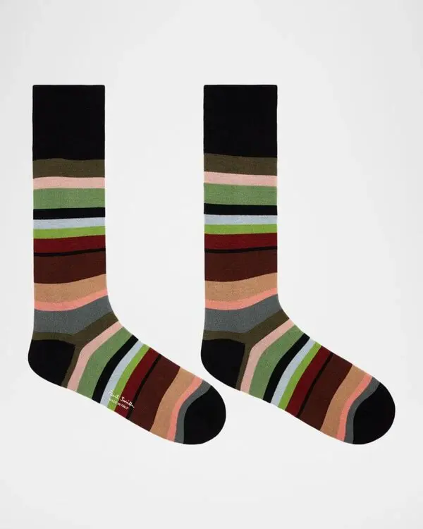 Paul Smith Marek Color-block Crew Socks - 79 Black