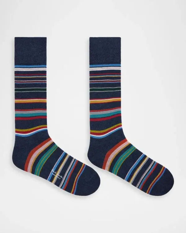 Paul Smith Martin Signature Stripe Crew Socks - 47 Blue