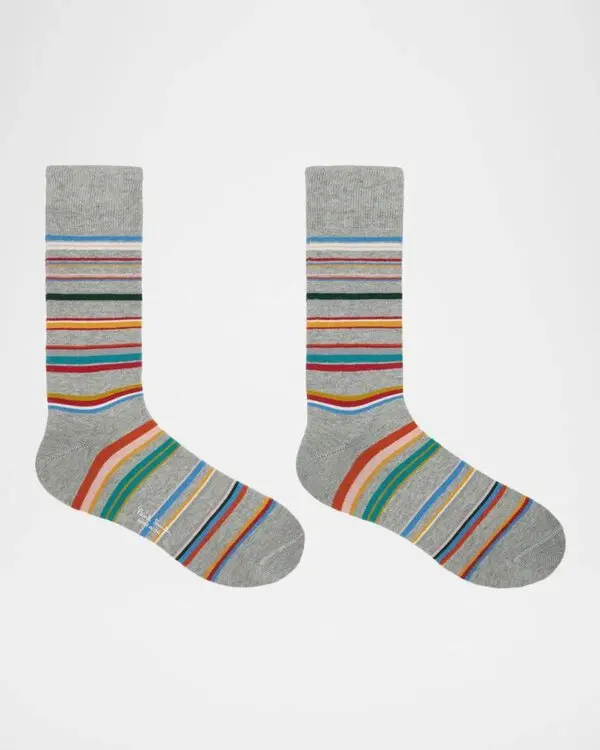 Paul Smith Martin Signature Stripe Crew Socks - 76 Grey