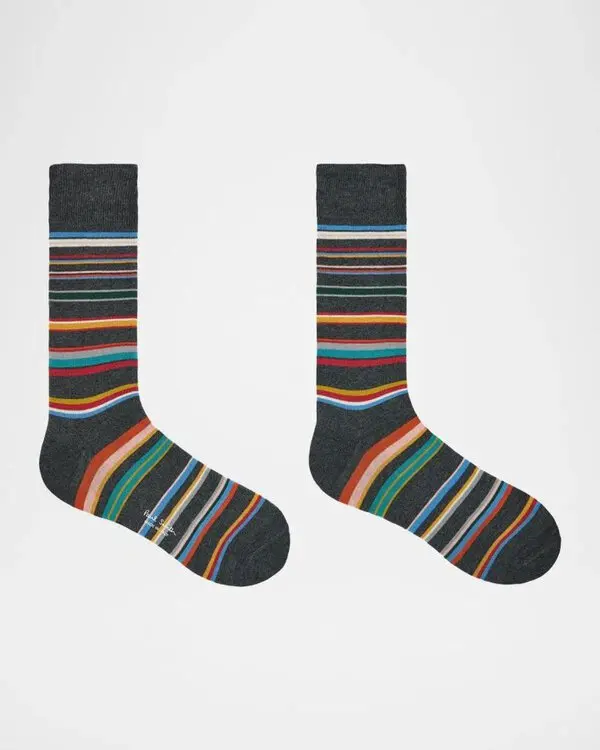 Paul Smith Martin Signature Stripe Crew Socks - 79 Black