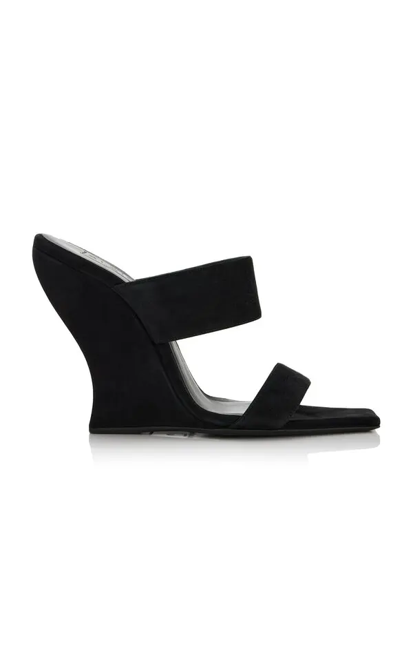Alaïa Suede Wedge Mules - Black