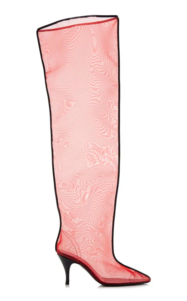 HERBERT LEVINE Drawing A Blank Mesh Over-the-knee Boots - Red