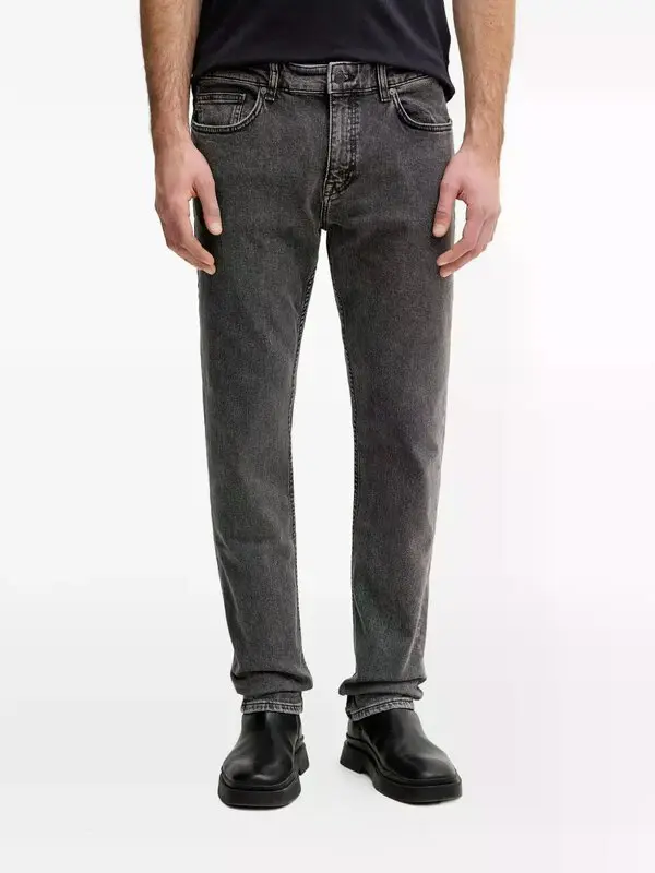 BOSS Straight-leg Jeans With Tonal Topstitching - Grey