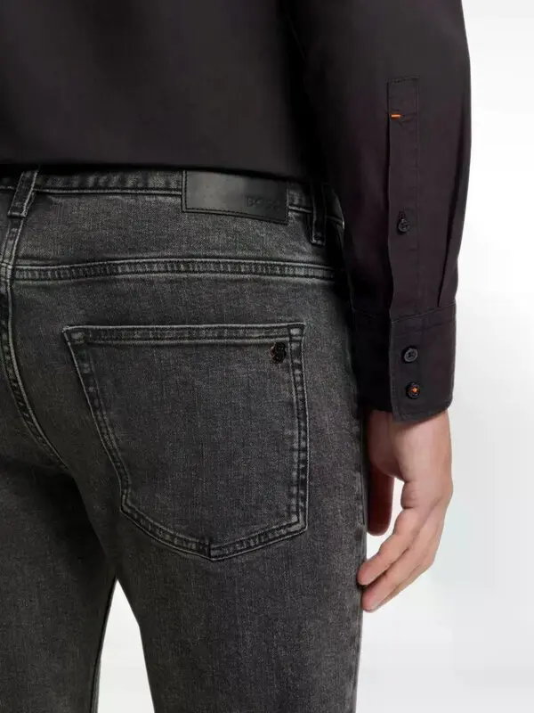 BOSS Straight-leg Jeans With Tonal Topstitching - Grey