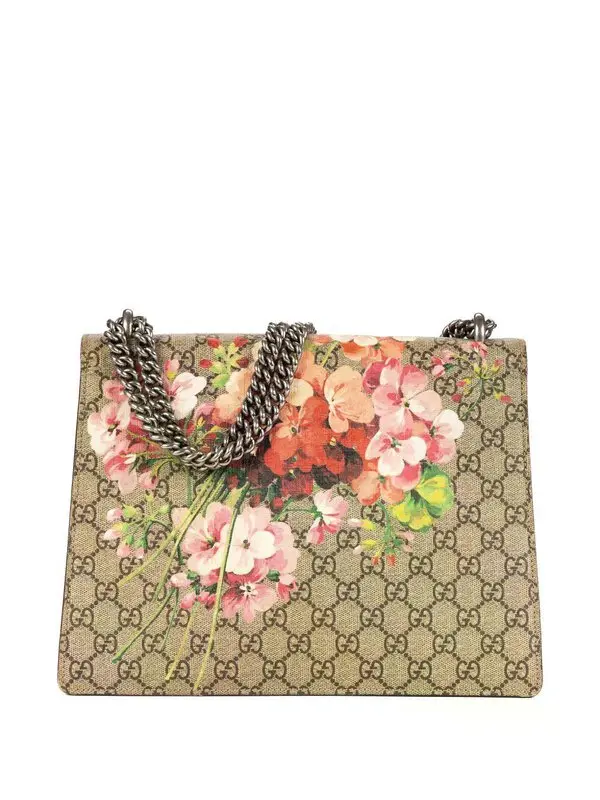 Gucci Floral Print Bag With Chain - Neutrals