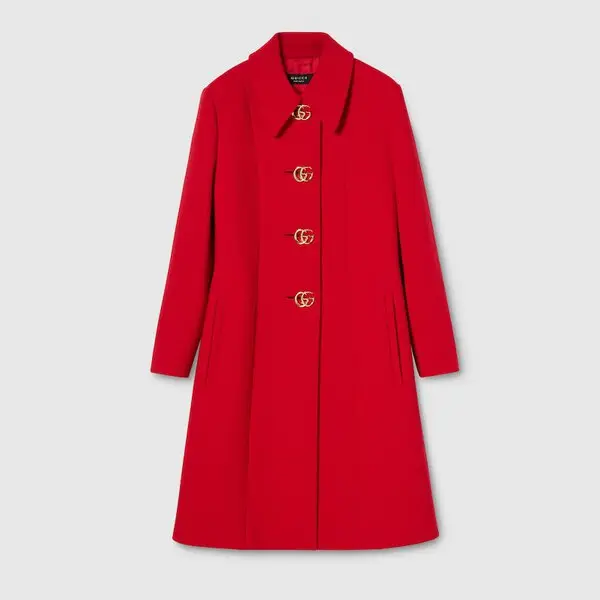 Gucci Wool Natté Coat With Double G Button