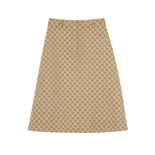Gucci Gg Cotton Canvas Jacquard Skirt - Beige