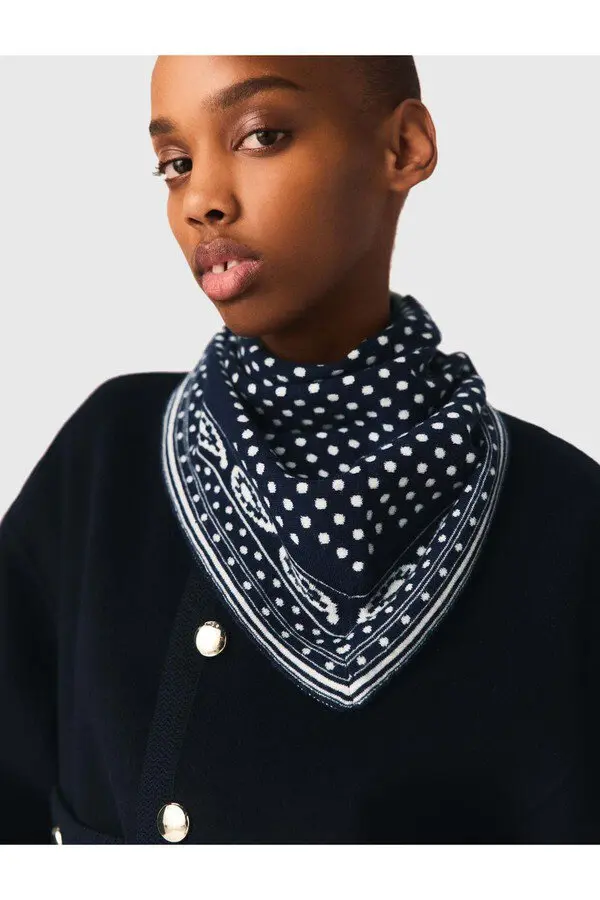 Maje Reversible Wool And Cashmere Scarf - Navy