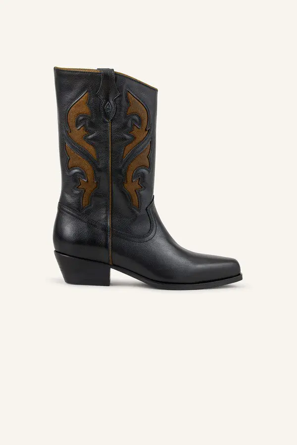 Ba&sh Curtis Leather Cowboy Boots - Black