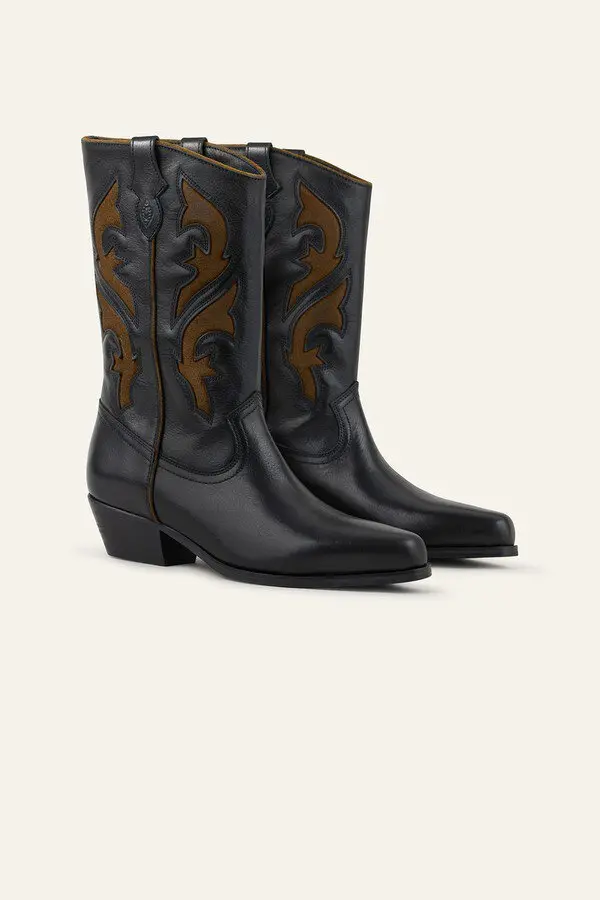Ba&sh Curtis Leather Cowboy Boots - Black