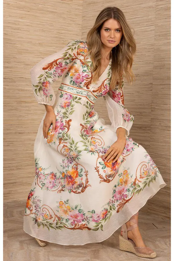 Hale Bob Frida Organza Maxi Dress - Neutral