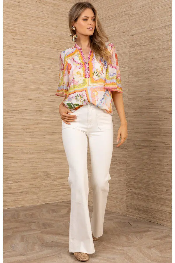 Hale Bob Soleil Chiffon Top - Orange