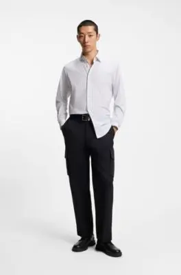Hugo Modern-fit Shirt In Striped Cotton