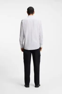 Hugo Modern-fit Shirt In Striped Cotton
