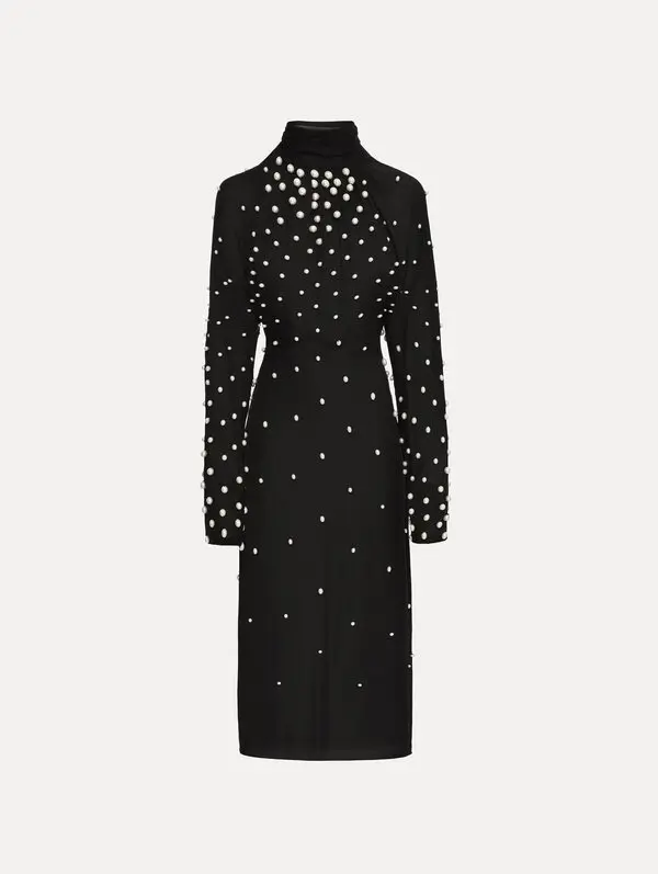 Oscar De La Renta Pearl Cluster Georgette Dress