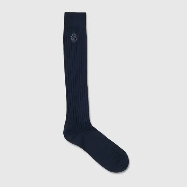 Gucci Knit Cotton Socks With Embroidery - Blue