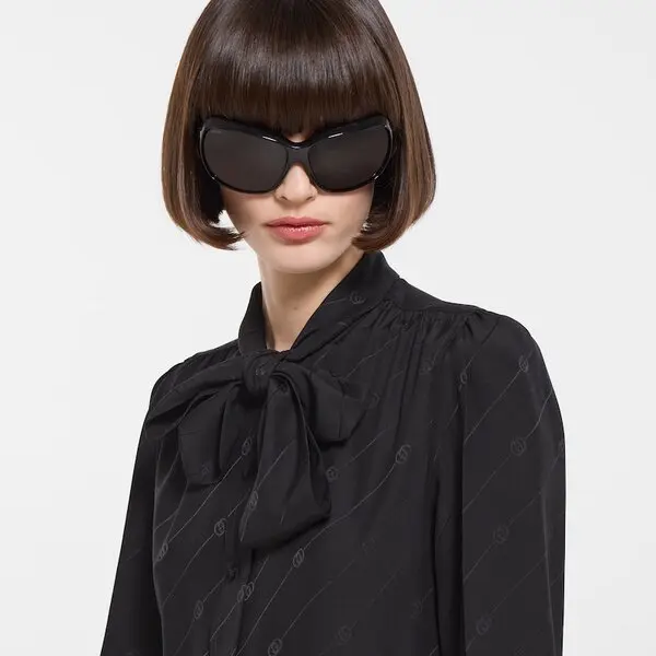 Gucci Silk Crêpe Satin Interlocking G Shirt - Black