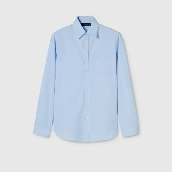 Gucci Cotton Poplin Shirt With Embroidery - Blue